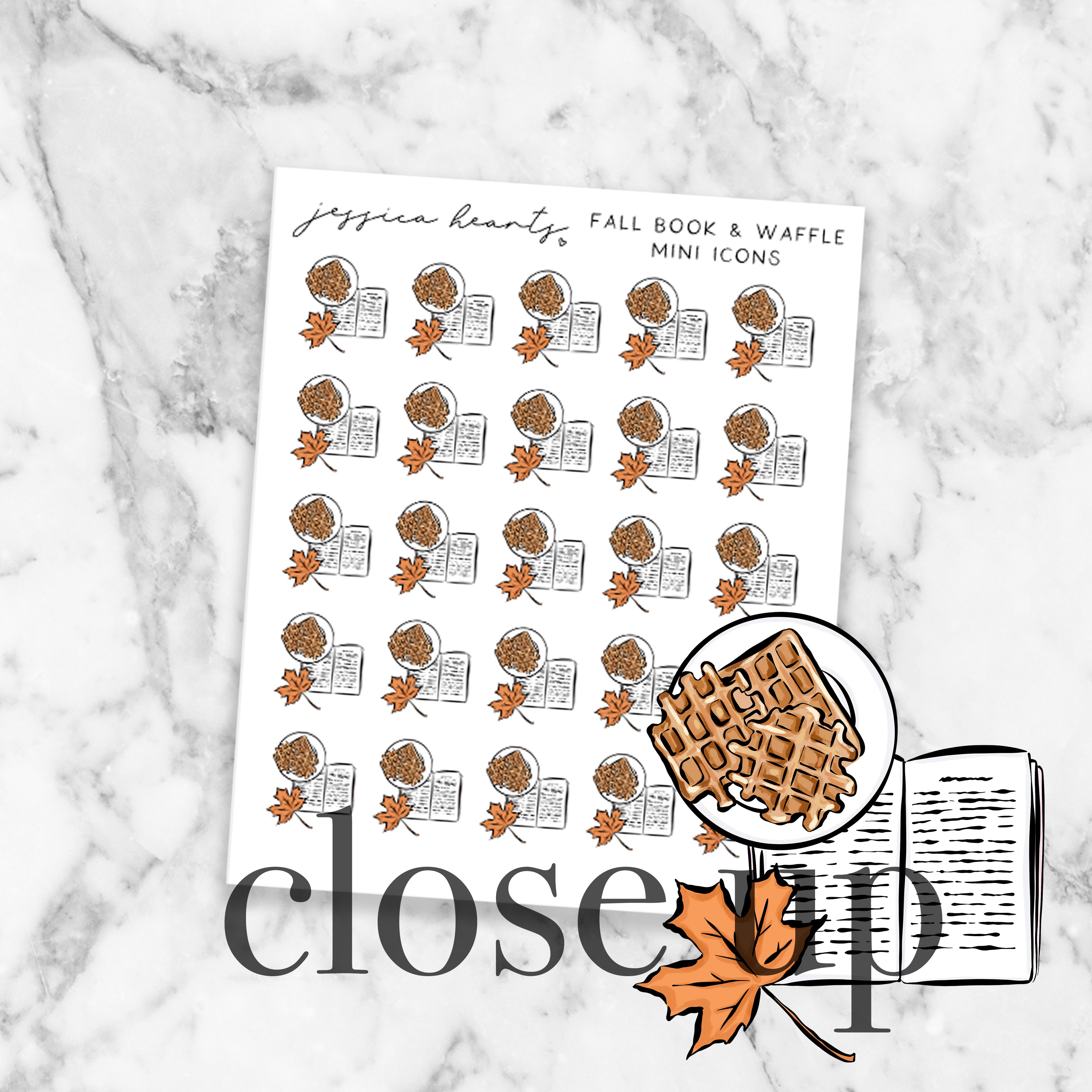 Fall Book & Waffle Mini Icons | Jessica Hearts
