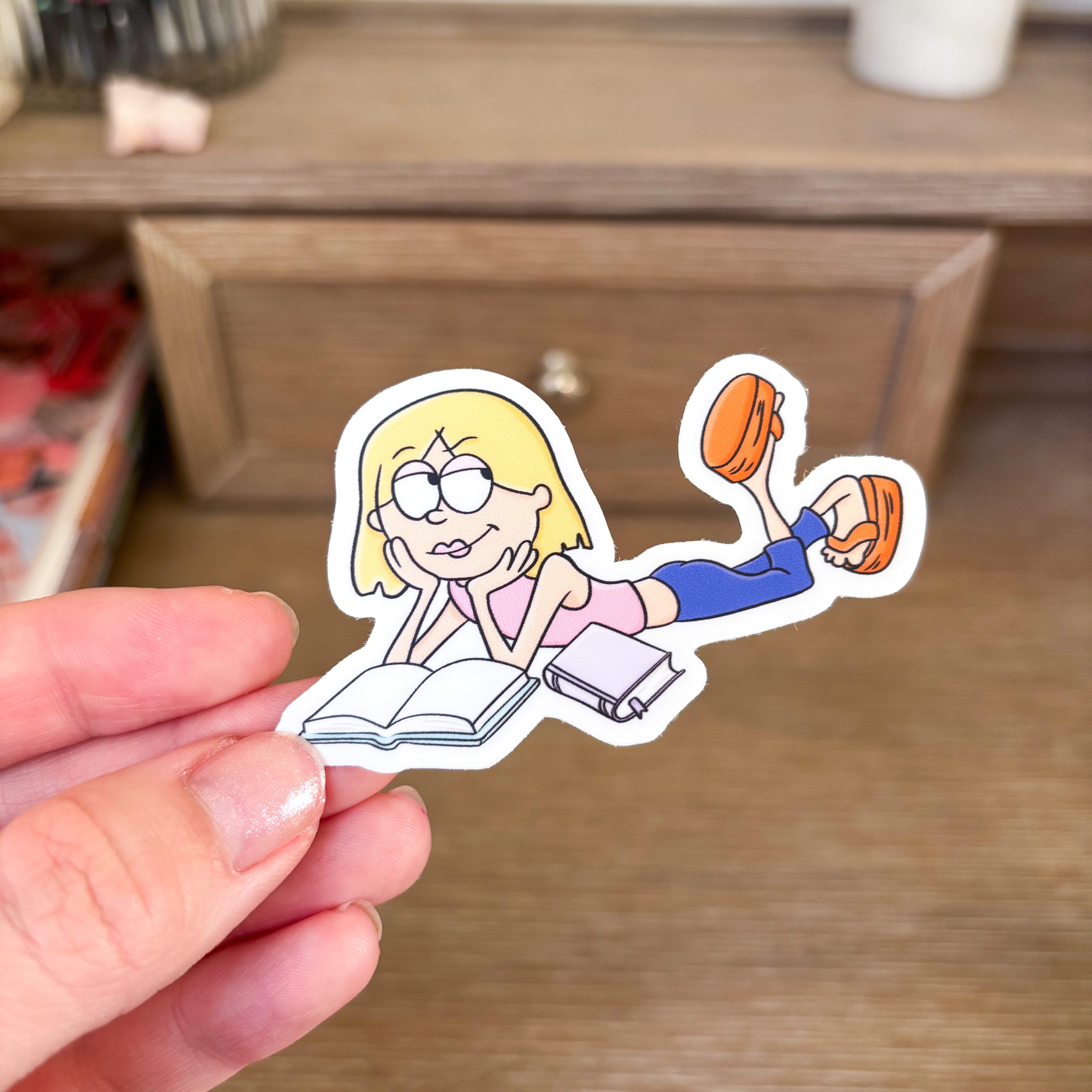 Lizzie Reading Vinyl Sticker | Jessica Hearts