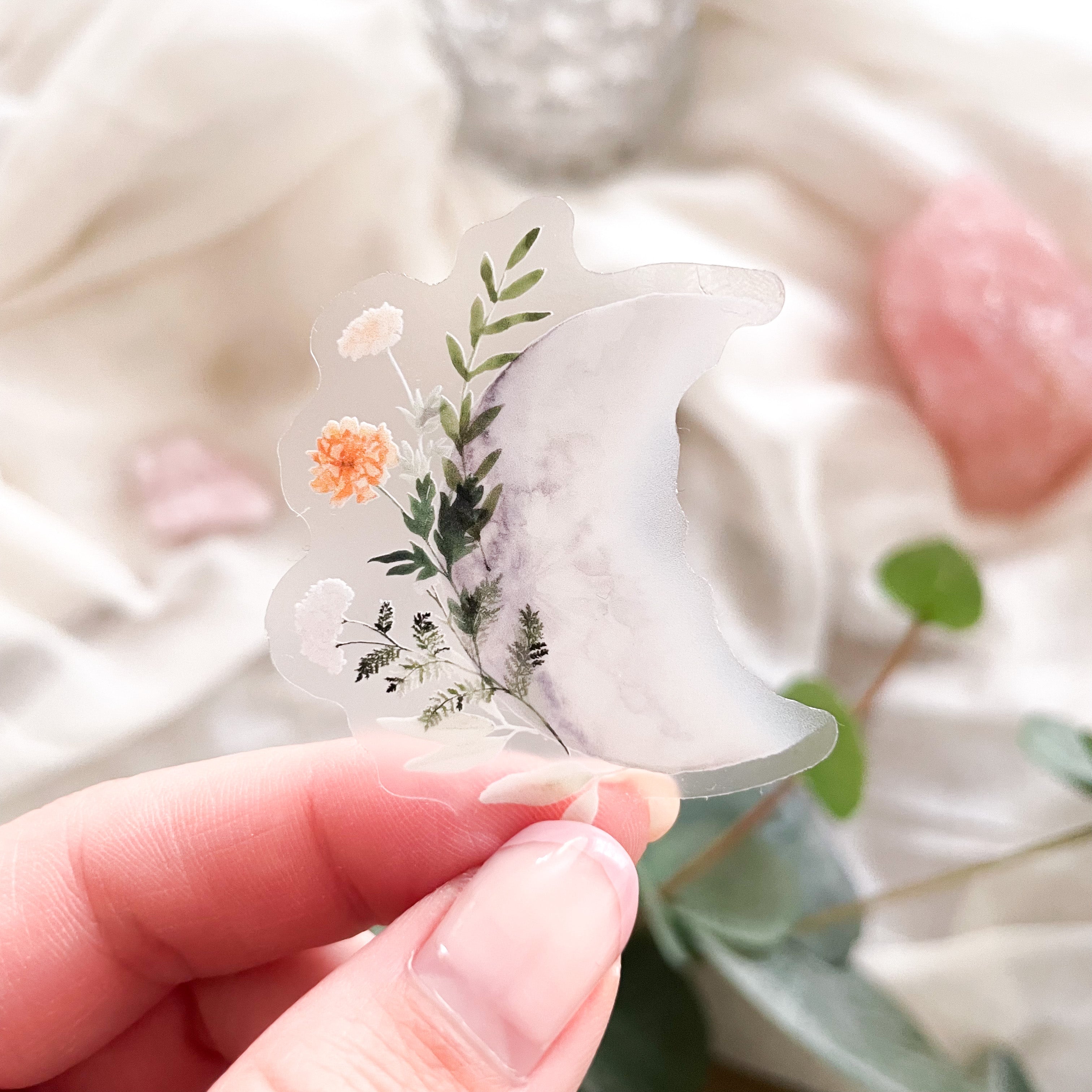 Smoke & Sage Moon Clear Vinyl Sticker | Jessica Hearts